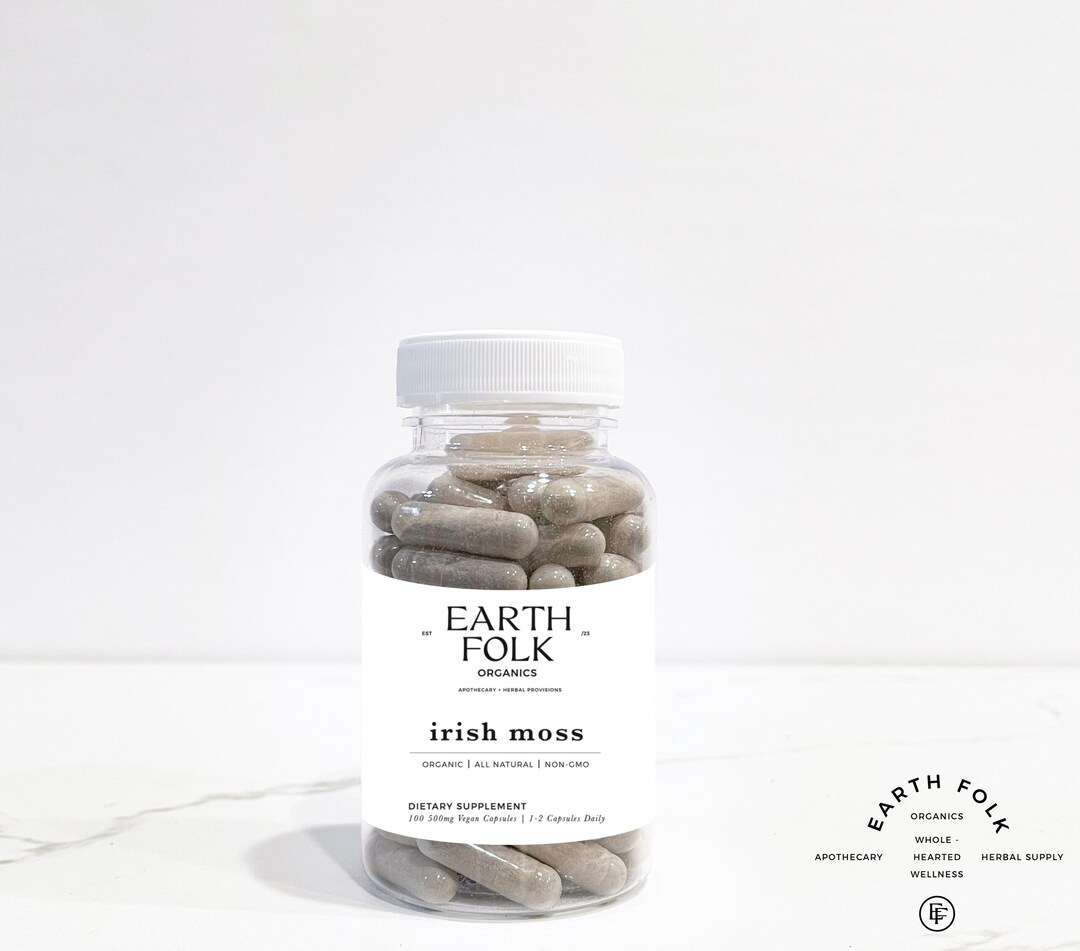 Organic Irish Moss Capsules, Sea Moss Capsules 500mg Vegan Capsules ...