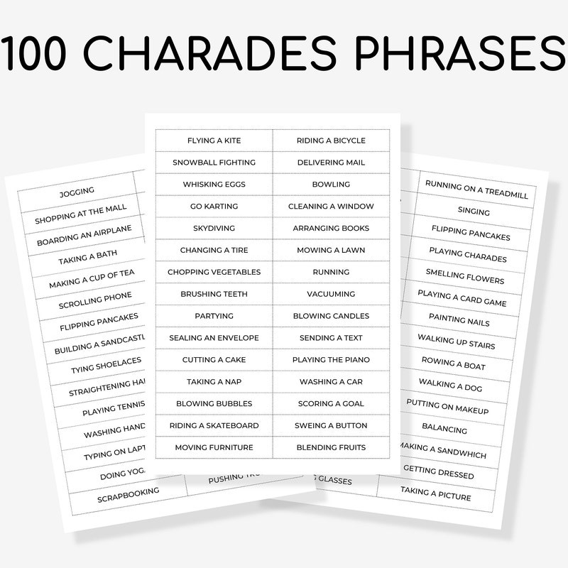 Printable Charades Adult - Etsy