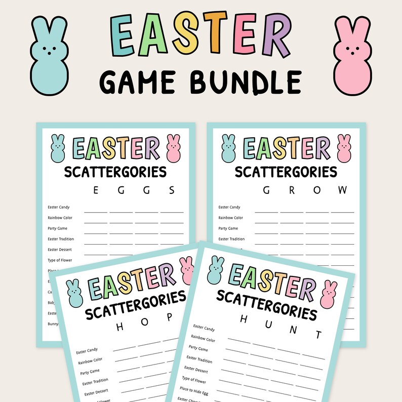 Easter Scattergories Game Bundle | Easter Party Games | Printable Games ...