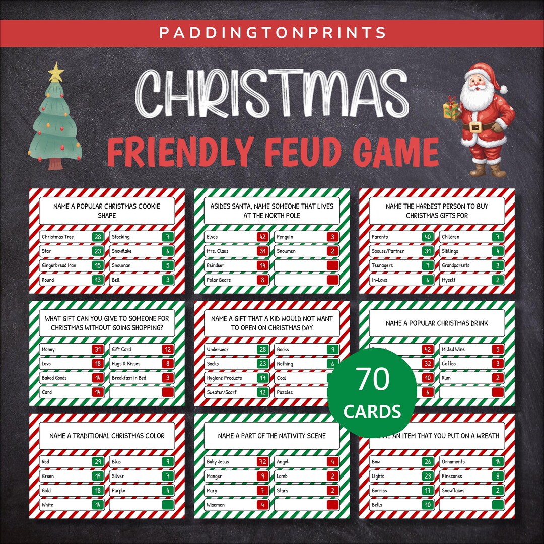 Christmas Friendly Feud Game Printable Christmas Party Game Christmas ...