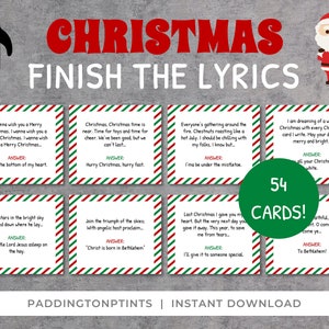 Christmas Finish the Lyrics Game | Printable Christmas Game | Christmas ...