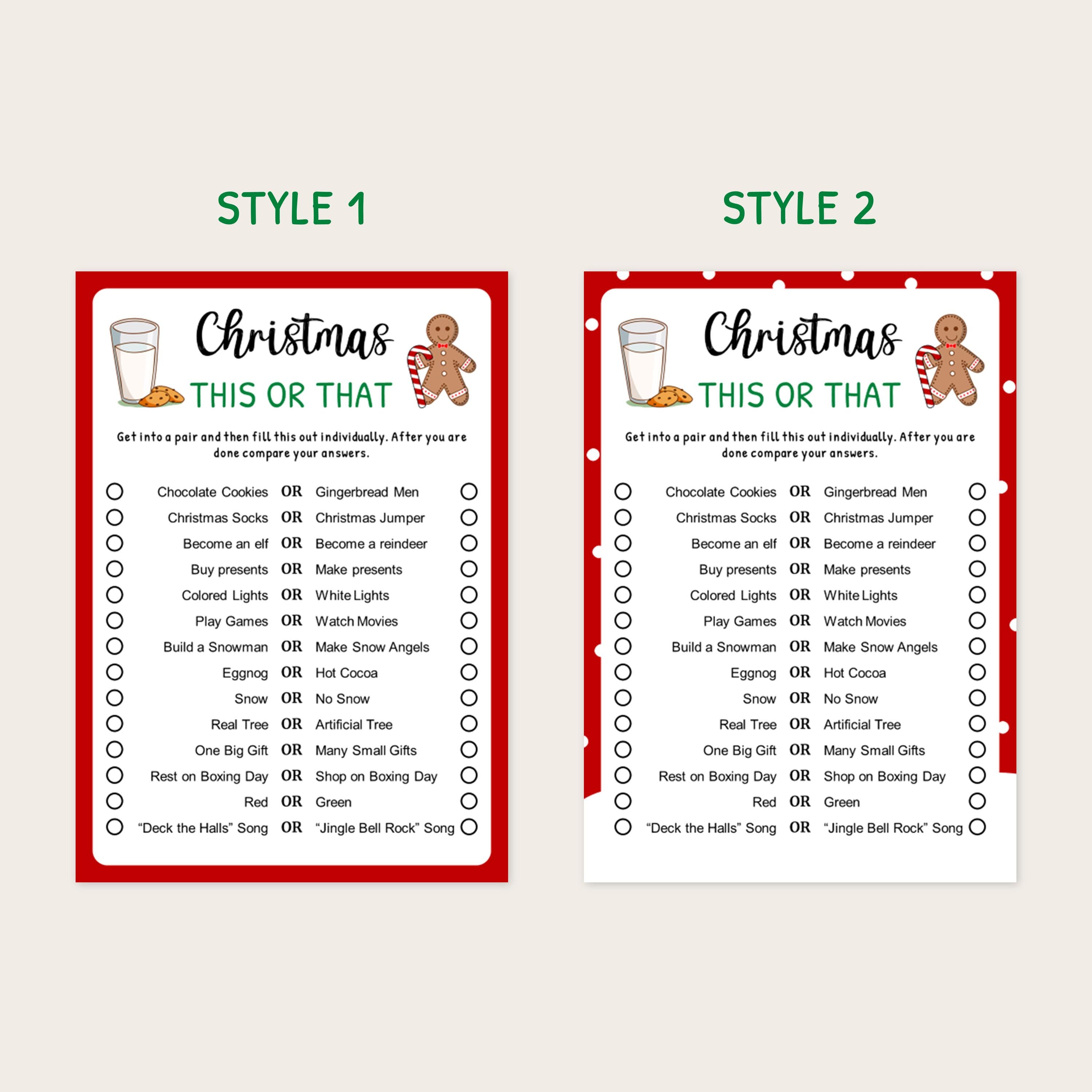 Christmas This or That | Printable Christmas Game | Christmas Party ...