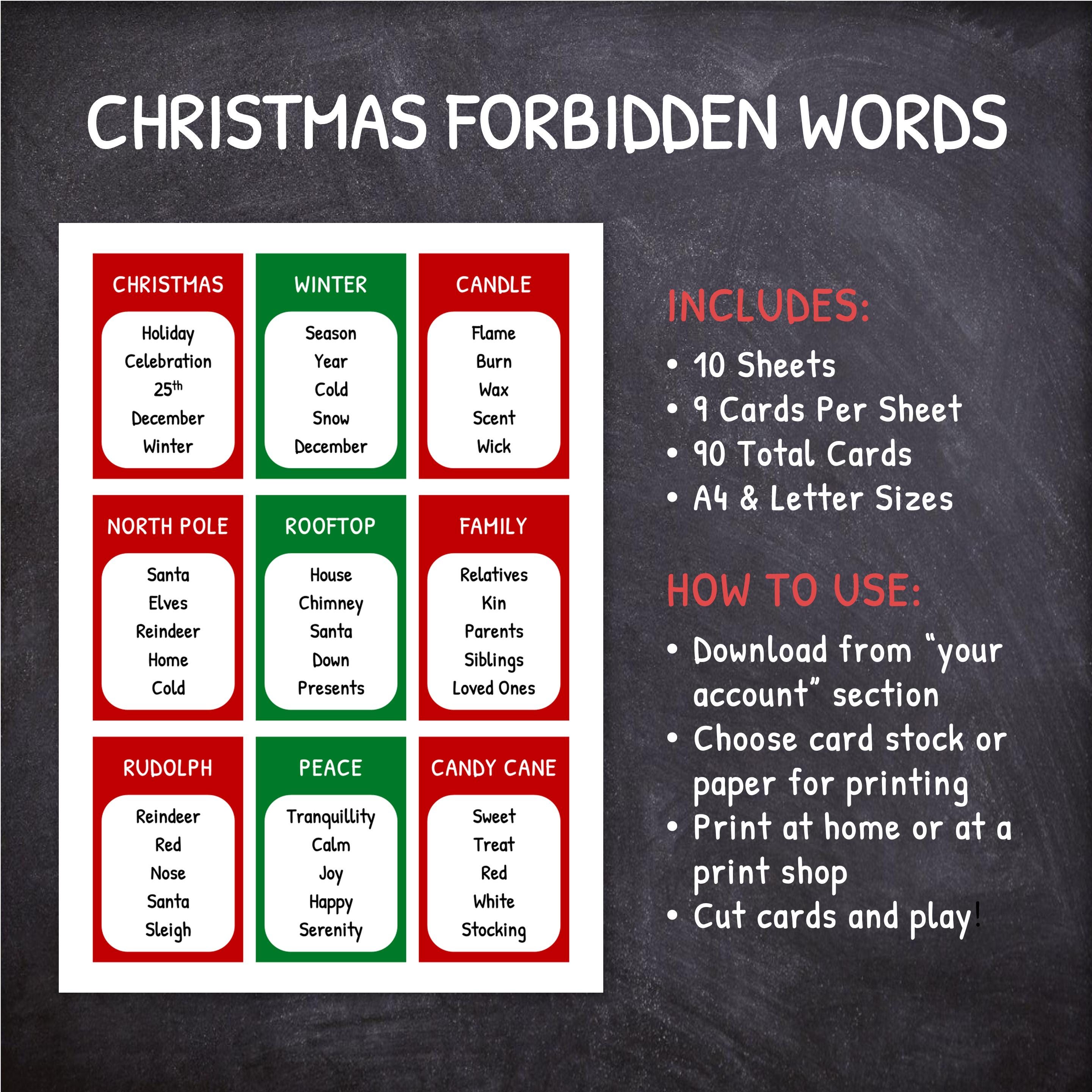 Christmas Forbidden Words Game | Printable Christmas Game | Christmas ...