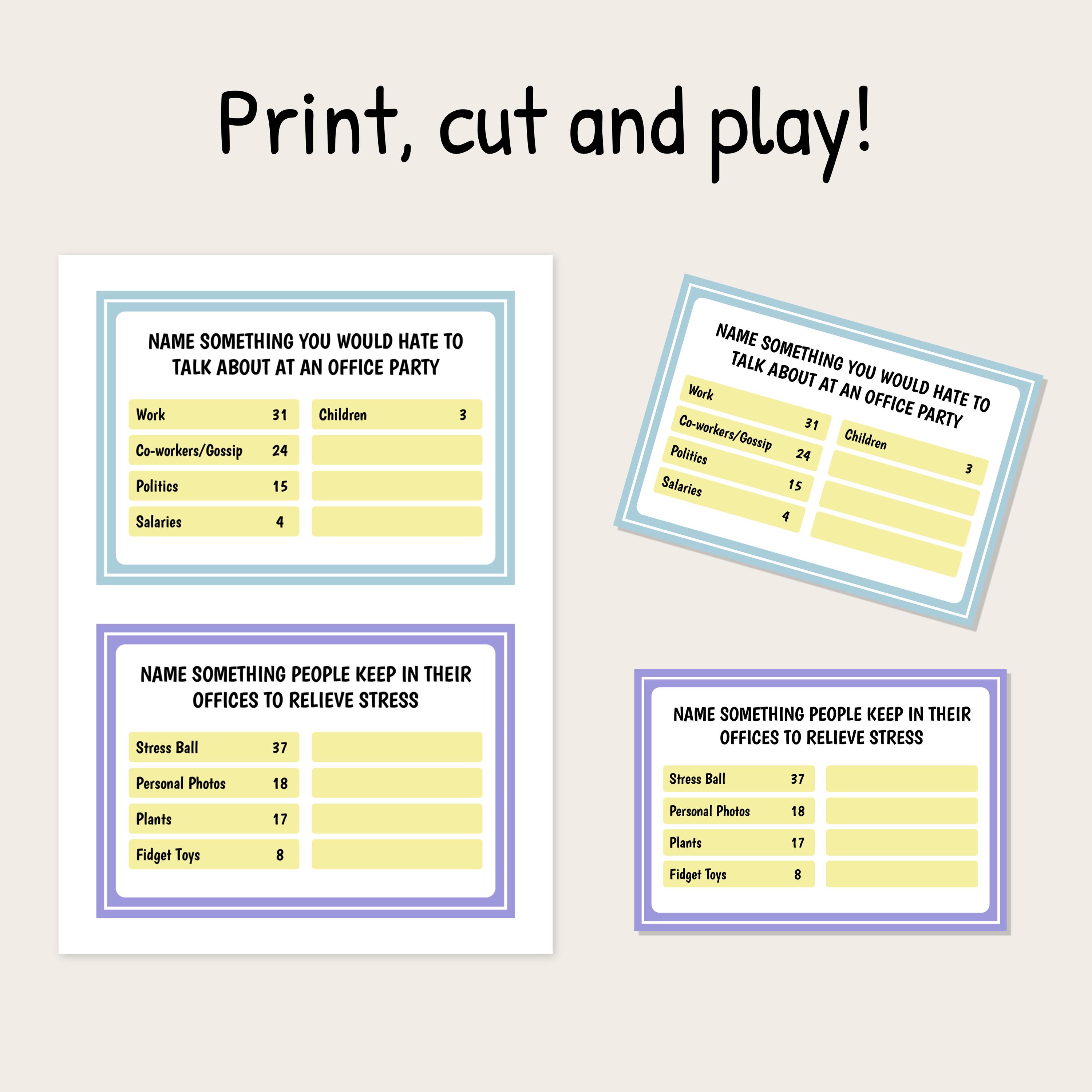 Office Friendly Feud Game | Office Trivia | Printable Office Game ...