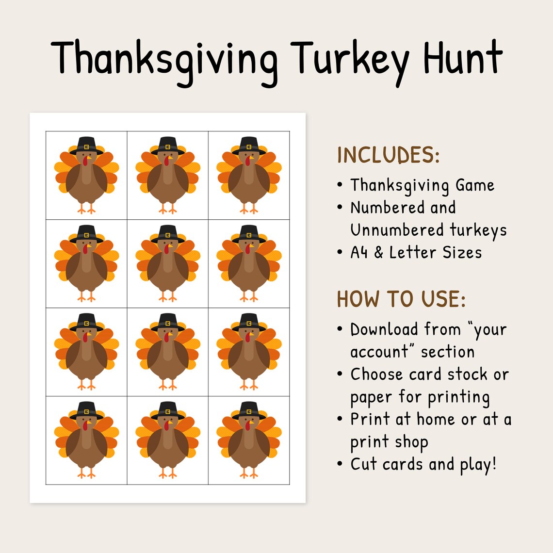 Thanksgiving Turkey Hunt Game | Thanksgiving Scavenger Hunt | Printable ...