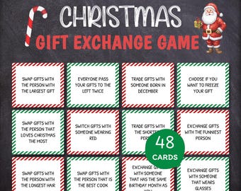 Christmas Gift Exchange Game | White Elephant Gift Exchange Cards ...
