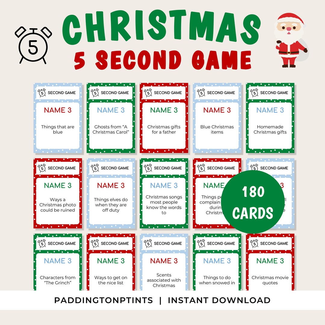 Christmas 5 Second Game | Printable Christmas Game | Name 3 Game ...