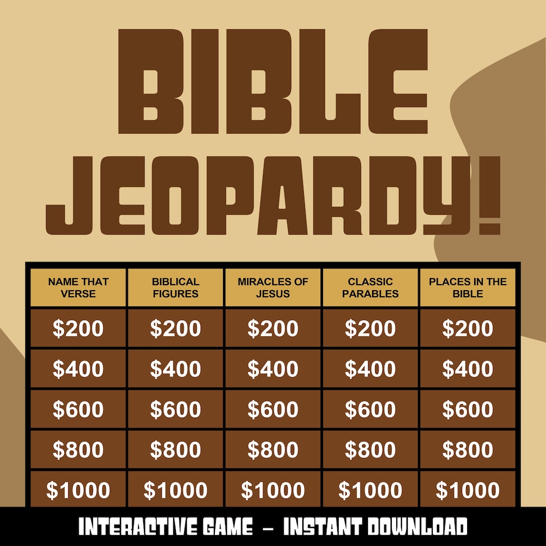 Bible Jeoparty Game | Bible Trivia Game | Virtual Bible Game | Fun Quiz ...