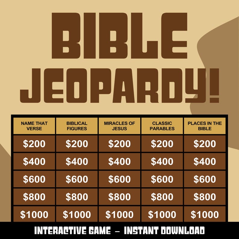 Bible Jeoparty Game | Bible Trivia Game | Virtual Bible Game | Fun Quiz ...
