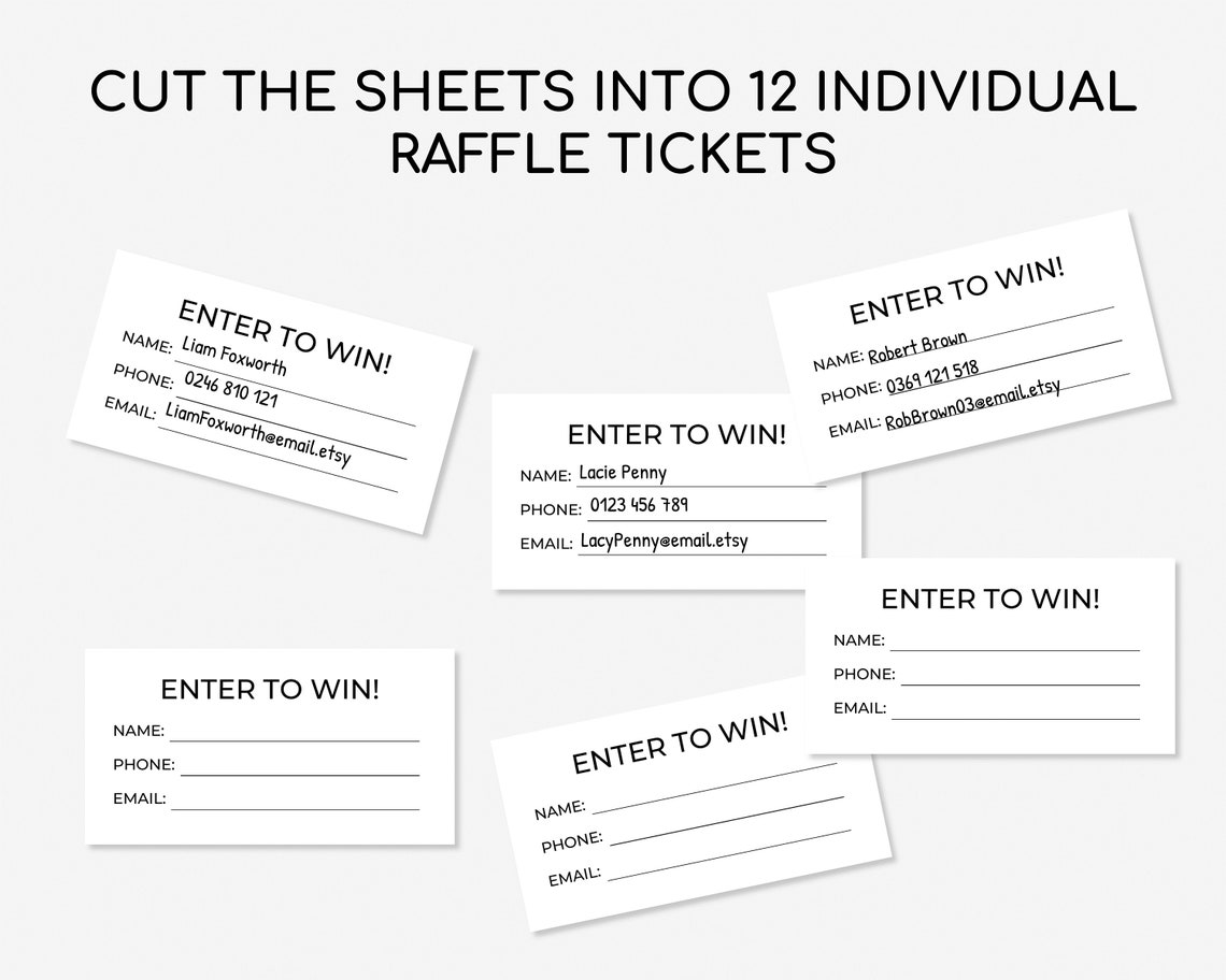 Printable Raffle Ticket | Enter to Win Tickets | Printable Enter to Win ...