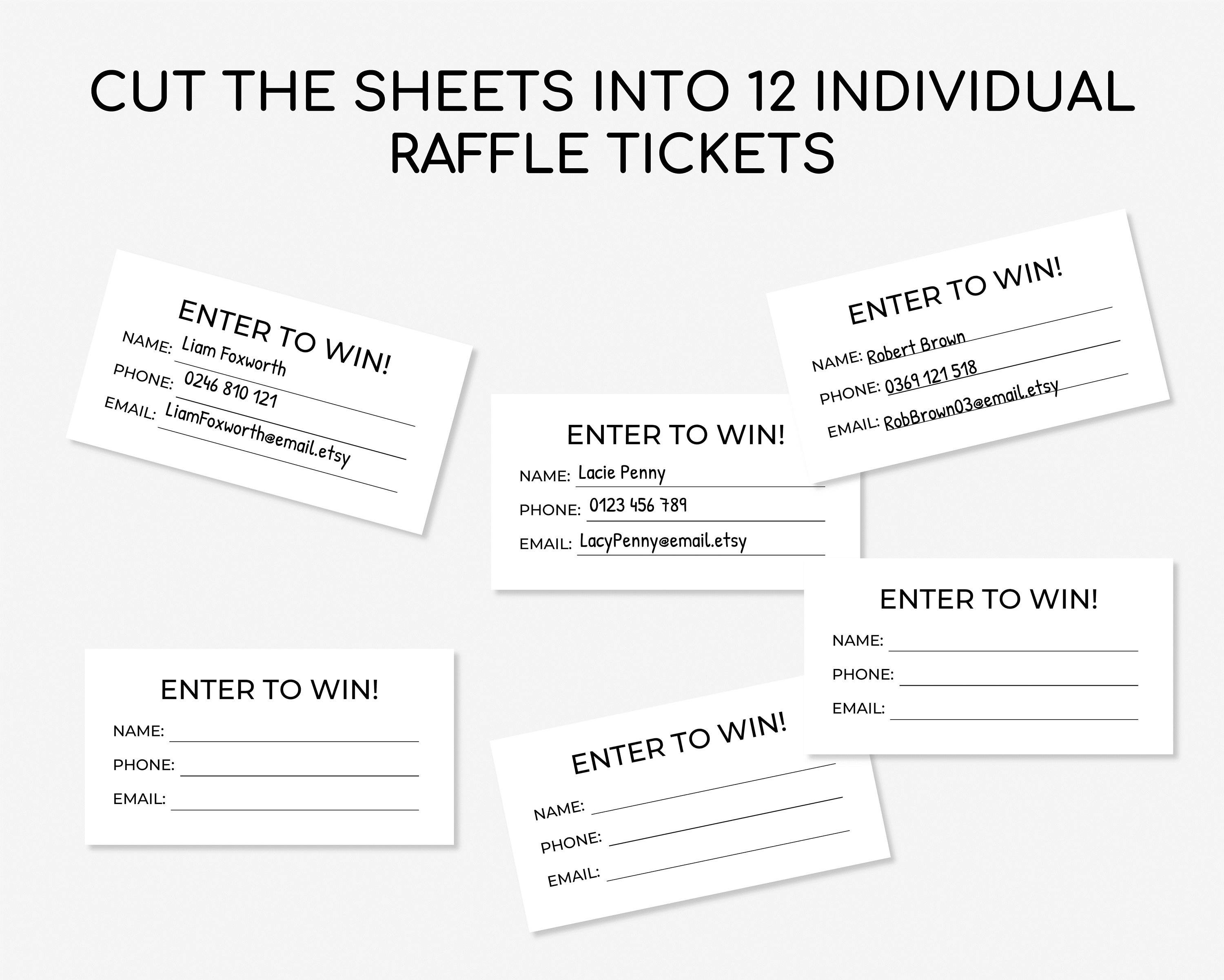 Printable Raffle Ticket | Enter to Win Tickets | Printable Enter to Win ...