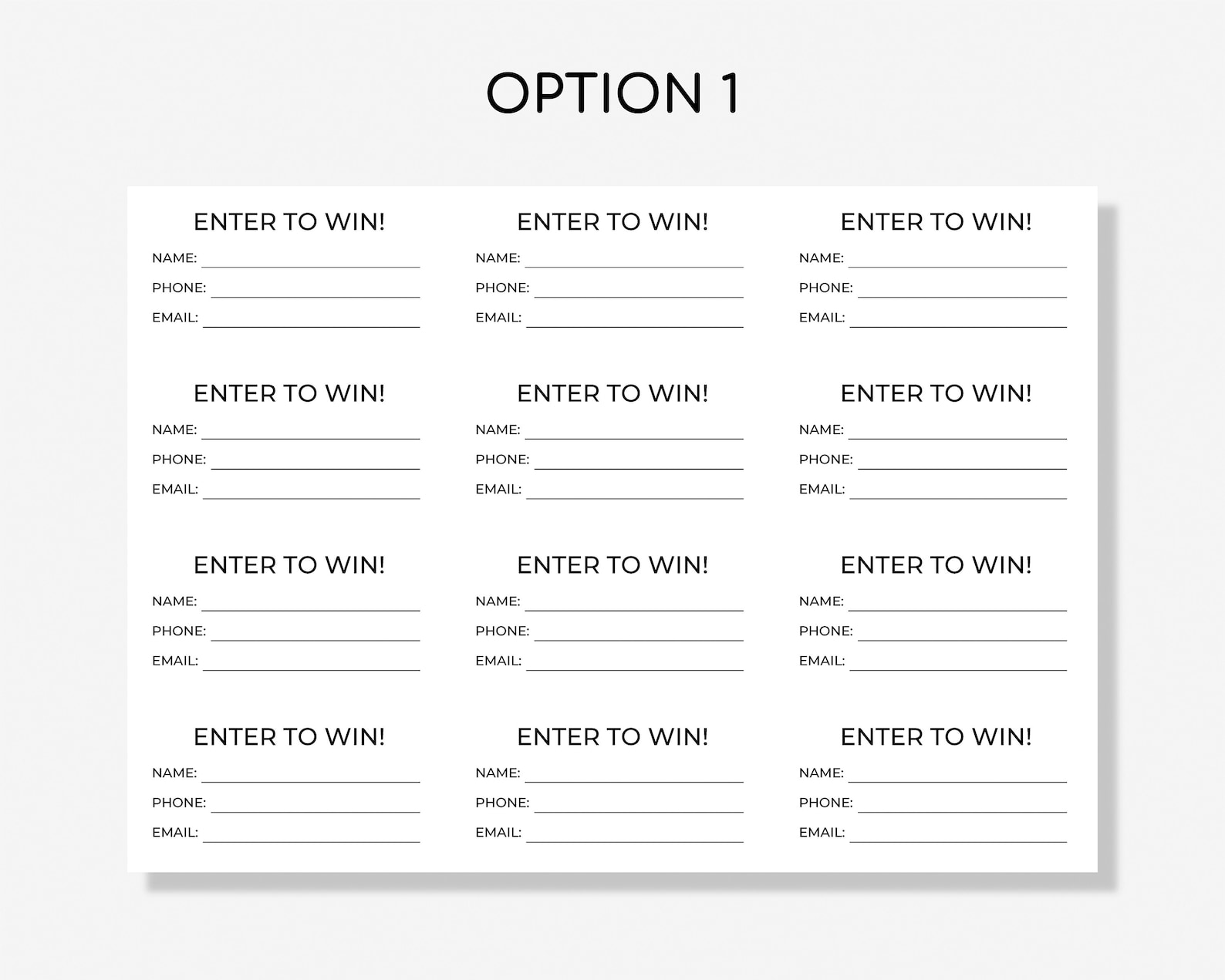 Printable Raffle Ticket | Enter to Win Tickets | Printable Enter to Win ...