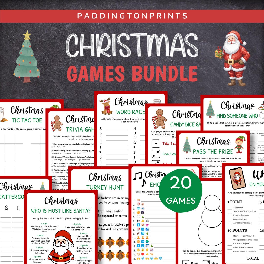 Printable Christmas Game Bundle | Christmas Party Games | Christmas ...