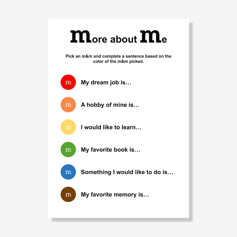 M&m Question Game - Etsy UK