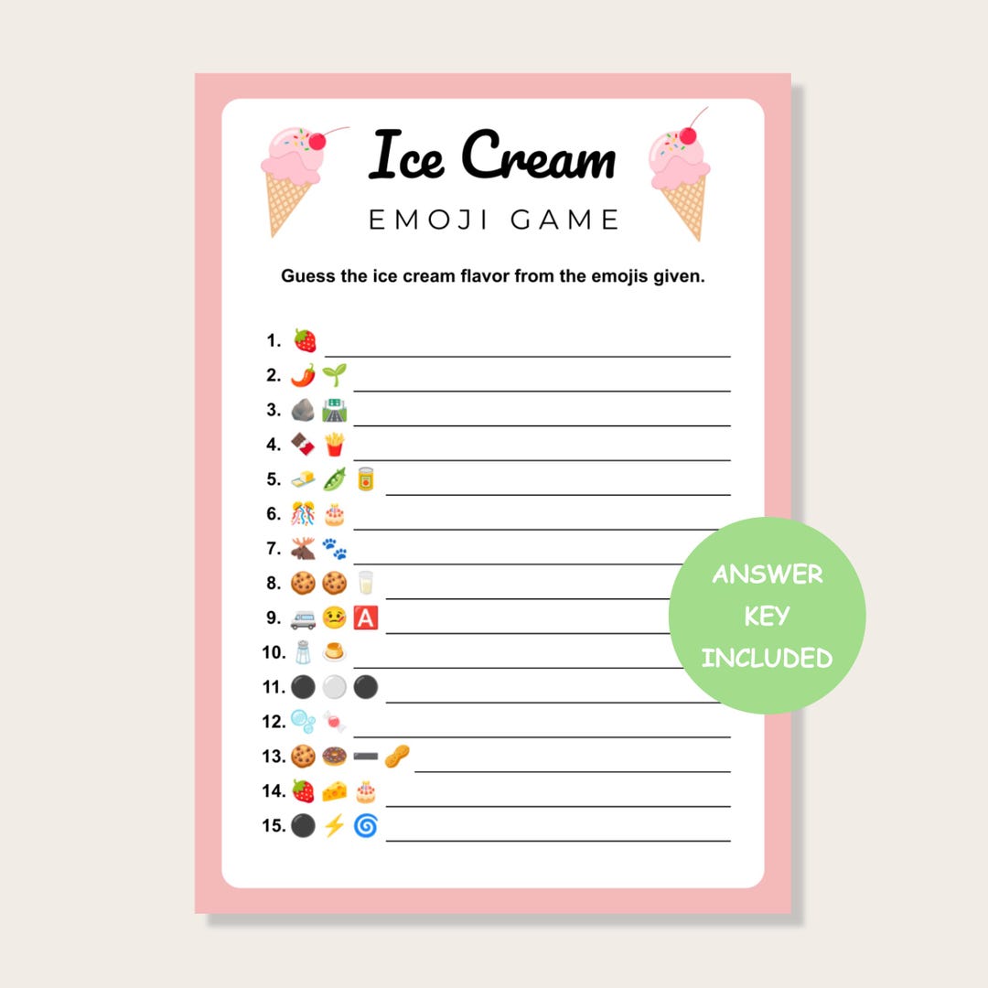 Ice Cream Flavors Emoji Game Printable Ice Cream Game Ice Cream Emoji ...