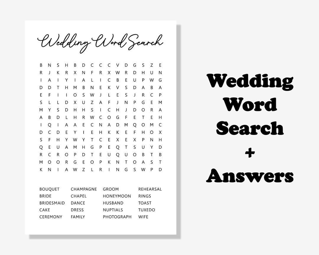Printable Wedding Word Search Bridal Shower Games Bridal - Etsy