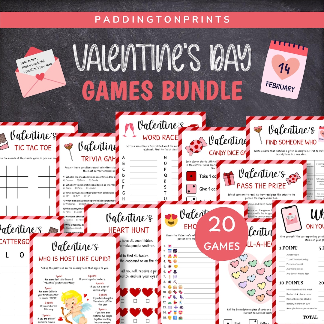 Valentine's Day Game Bundle | Printable Valentine's Party Games ...