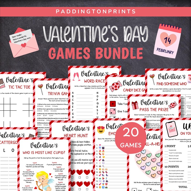 Valentine's Day Game Bundle | Printable Valentine's Party Games ...