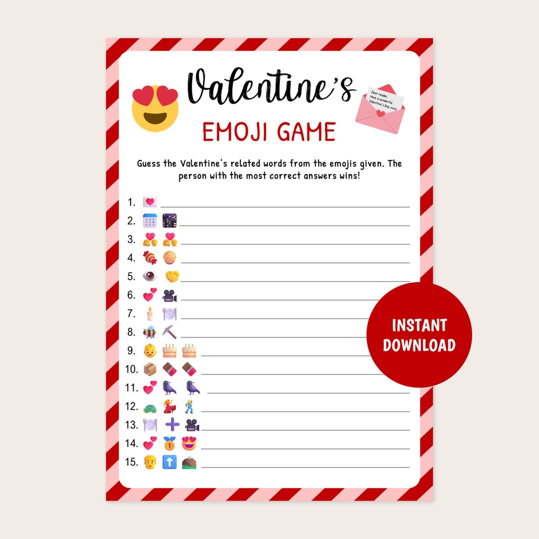 Valentine's Day Emoji Game | Valentine's Emoji Game | Valentine's ...