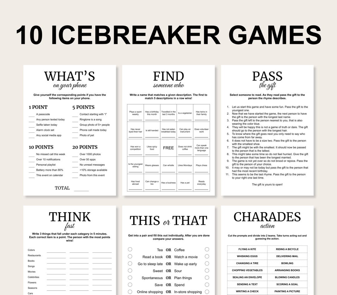 Icebreaker Games Set | Printable Icebreaker Games Bundle | Icebreaker ...
