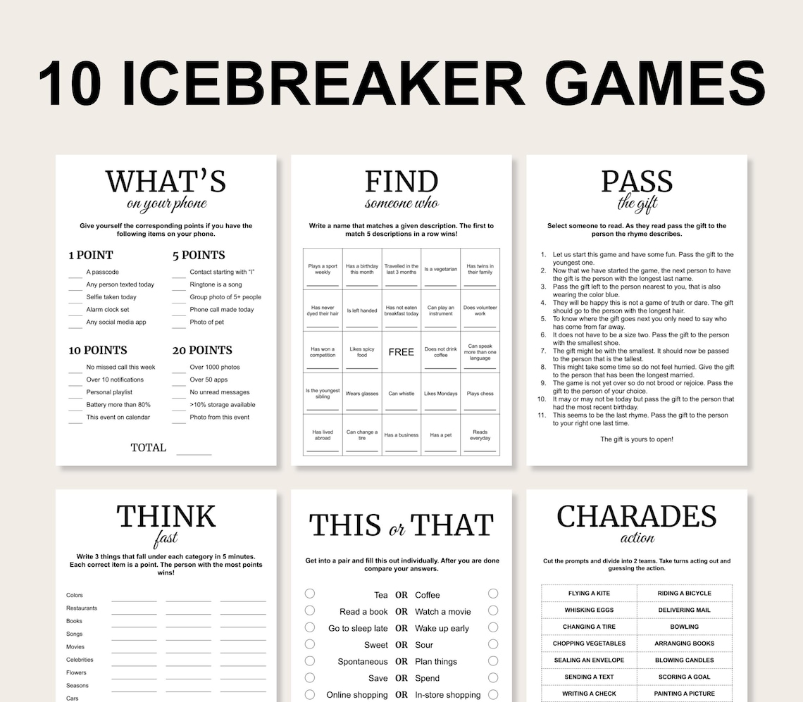 Icebreaker Games Set | Printable Icebreaker Games Bundle | Icebreaker ...