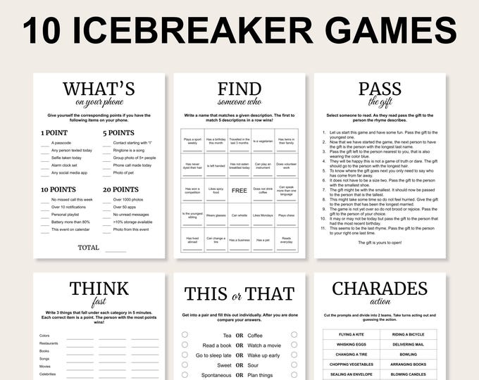 Icebreaker Games Set | Printable Icebreaker Games Bundle | Icebreaker ...