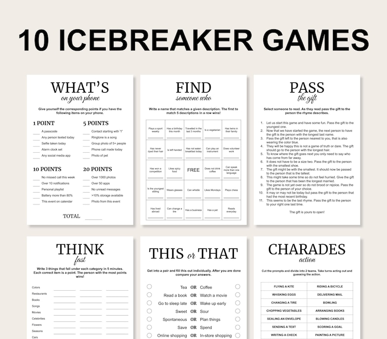 Icebreaker Games Set | Printable Icebreaker Games Bundle | Icebreaker ...