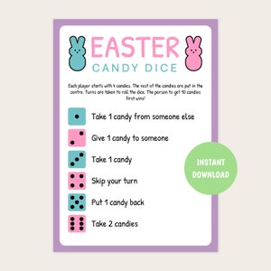 Easter Candy Dice Game | Printable Easter Game | Easter Dice Game ...