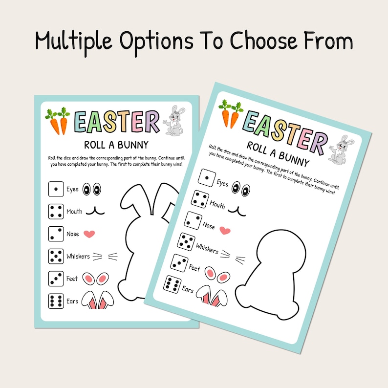 Easter Roll A Rabbit Game | Printable Easter Game | Easter Dice Game ...