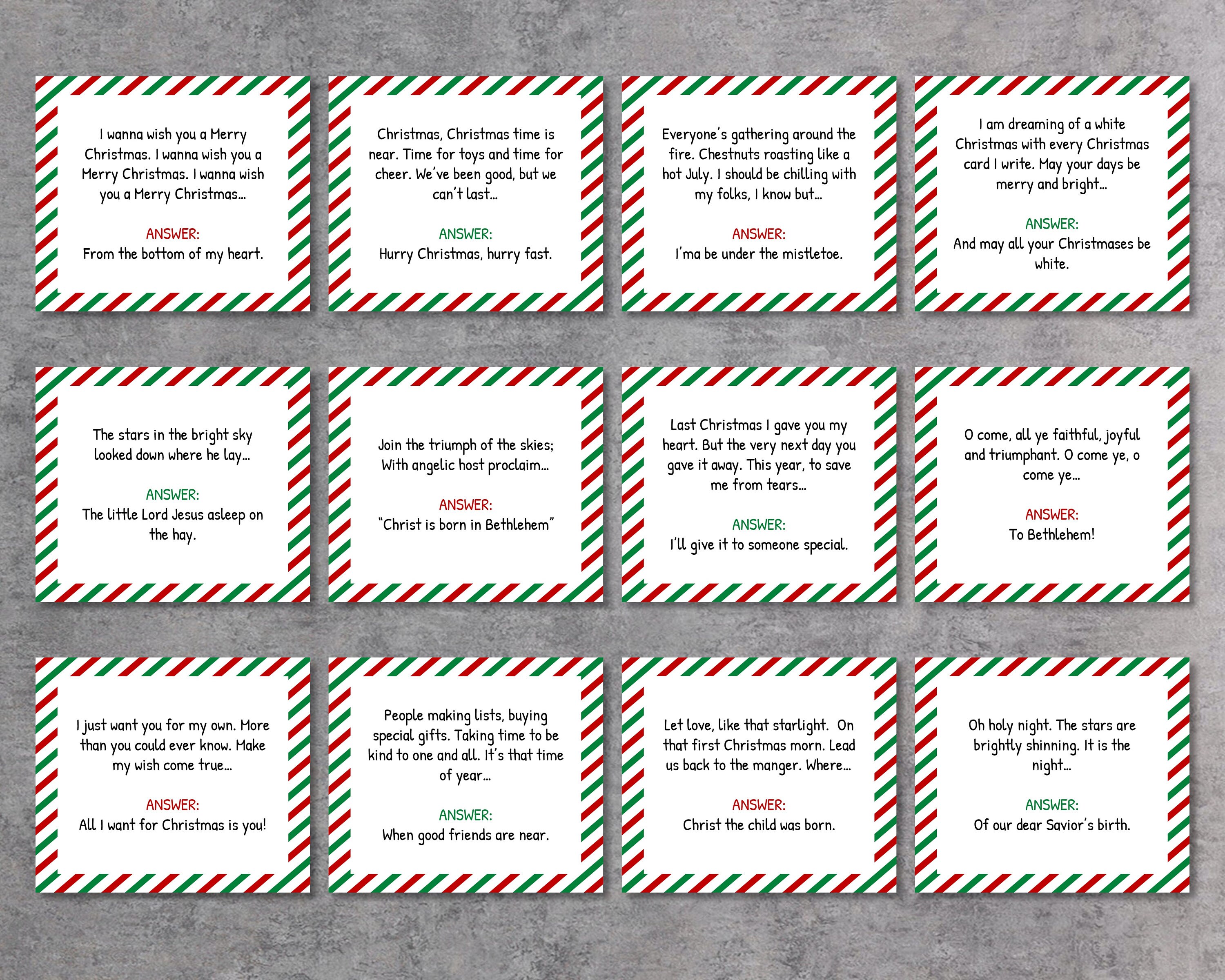 Christmas Finish the Lyrics Game | Printable Christmas Game | Christmas ...
