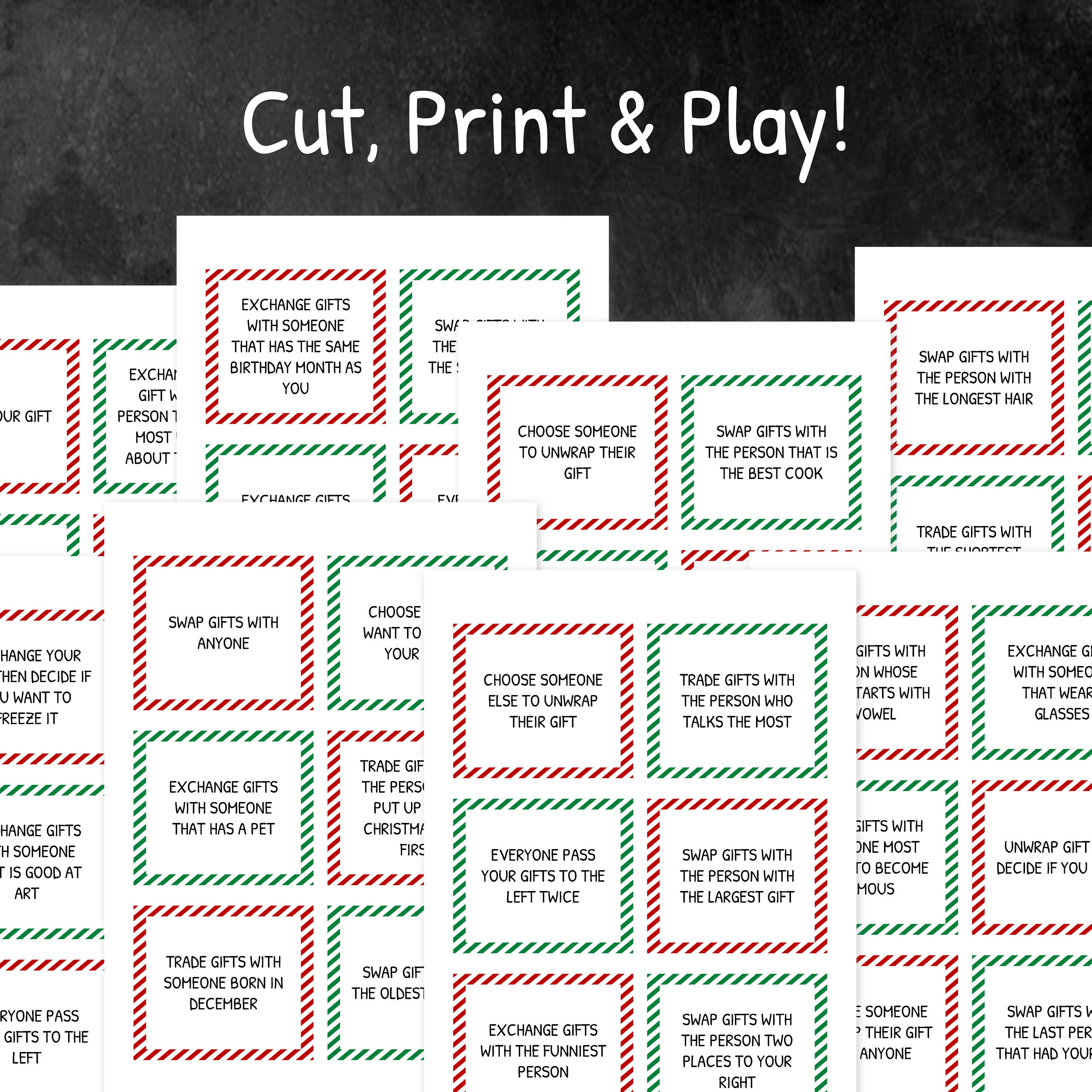 Christmas Gift Exchange Game White Elephant Gift Exchange Cards ...