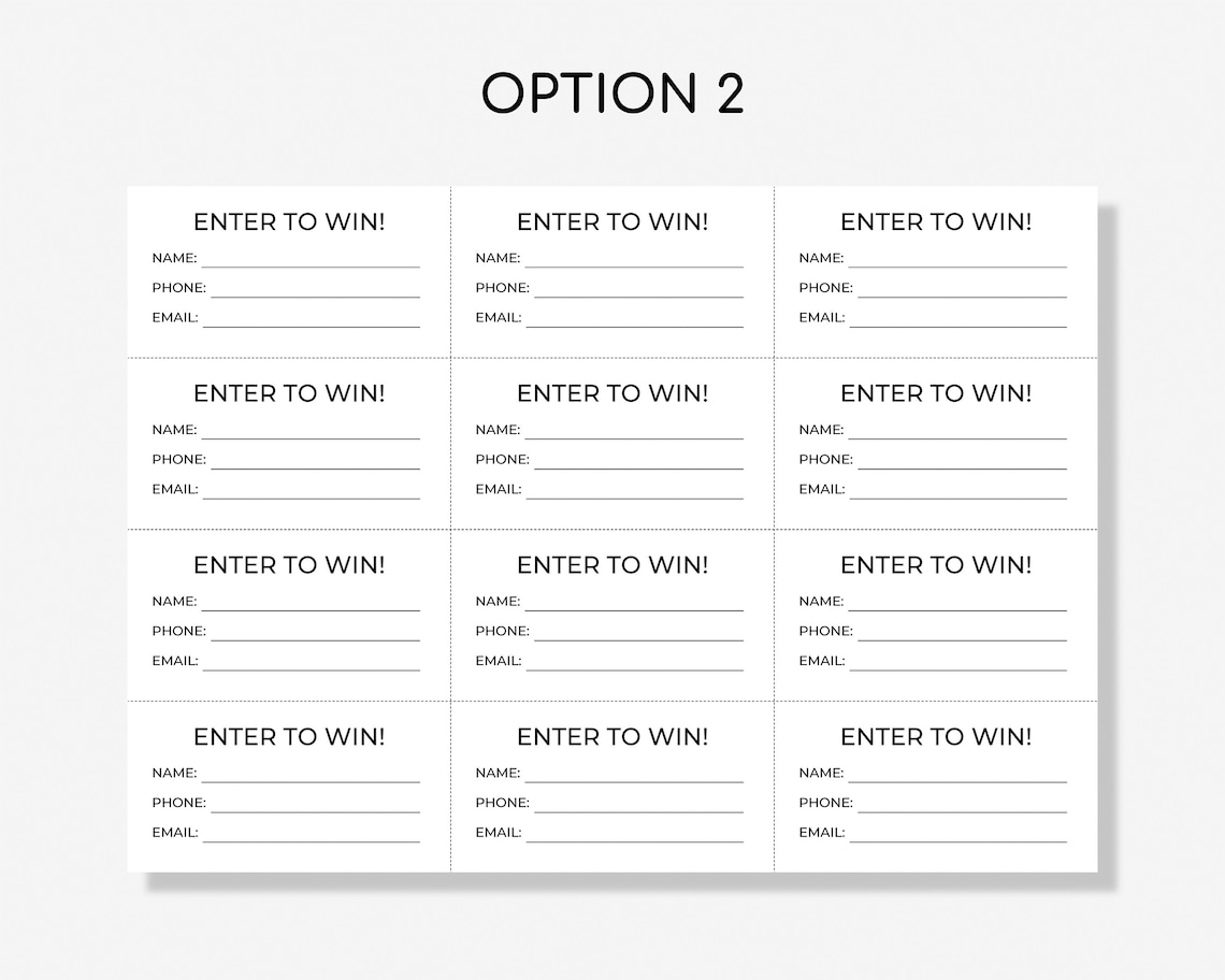 Printable Raffle Ticket | Enter to Win Tickets | Printable Enter to Win ...