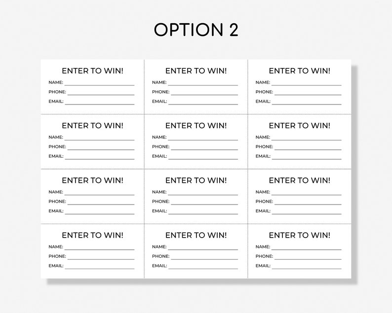 Printable Raffle Ticket | Enter to Win Tickets | Printable Enter to Win ...