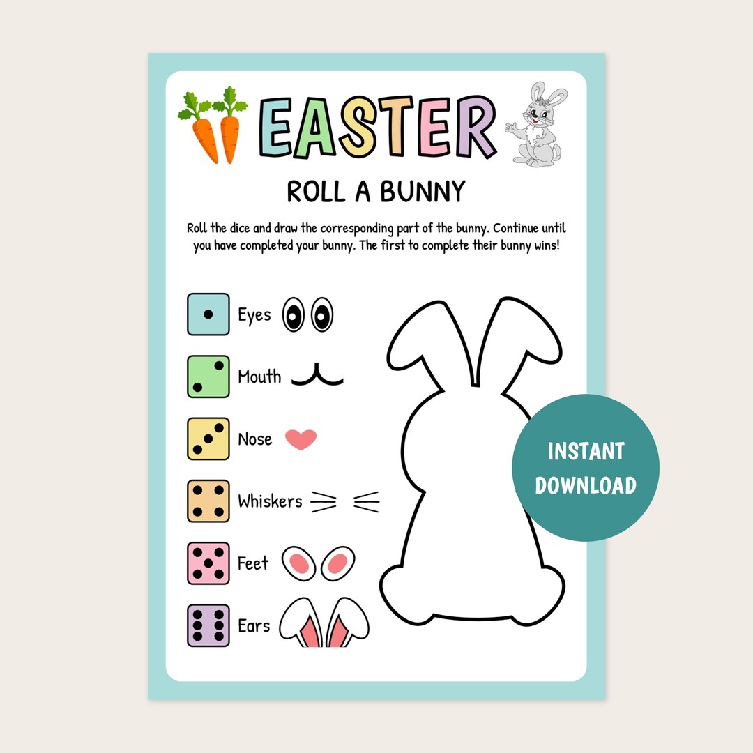 Easter Roll A Rabbit Game | Printable Easter Game | Easter Dice Game ...