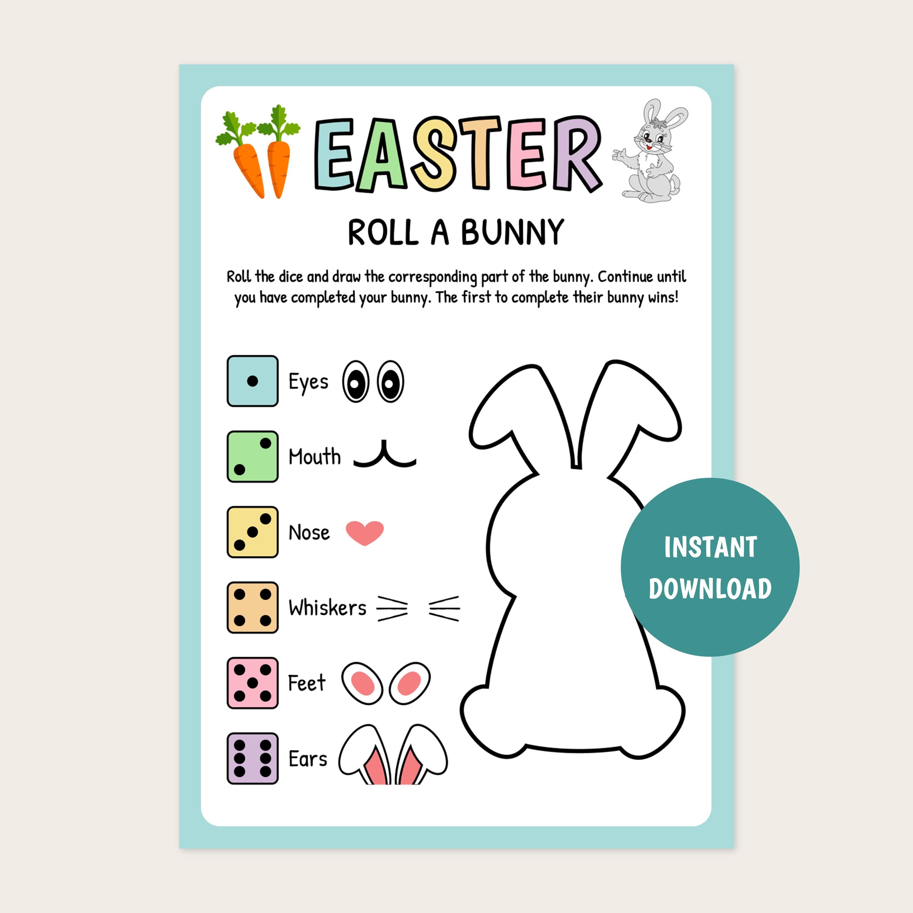 Easter Roll A Rabbit Game | Printable Easter Game | Easter Dice Game ...