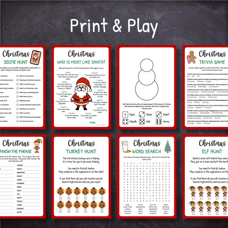 Printable Christmas Game Bundle | Christmas Party Games | Christmas ...