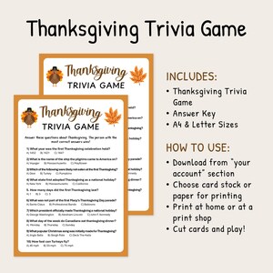 Thanksgiving Trivia Game | Gift Swap Game | Printable Thanksgiving ...