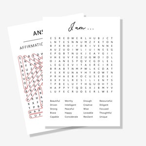 Printable Affirmation Word Search | Mental Health Word Search ...