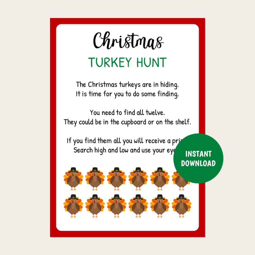 Christmas Turkey Hunt Game | Christmas Scavenger Hunt | Printable ...