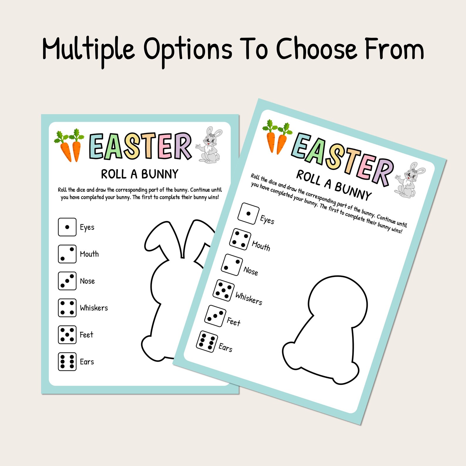 Easter Roll A Rabbit Game | Printable Easter Game | Easter Dice Game ...