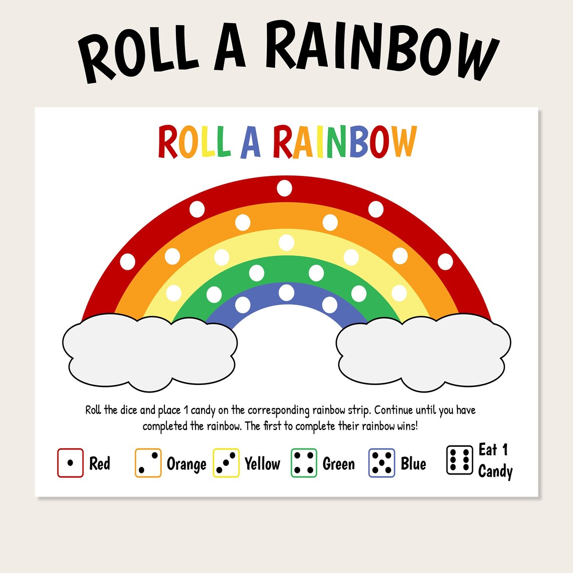 Roll A Rainbow Game | Printable Easter Game | Easter Day Games for Kids ...