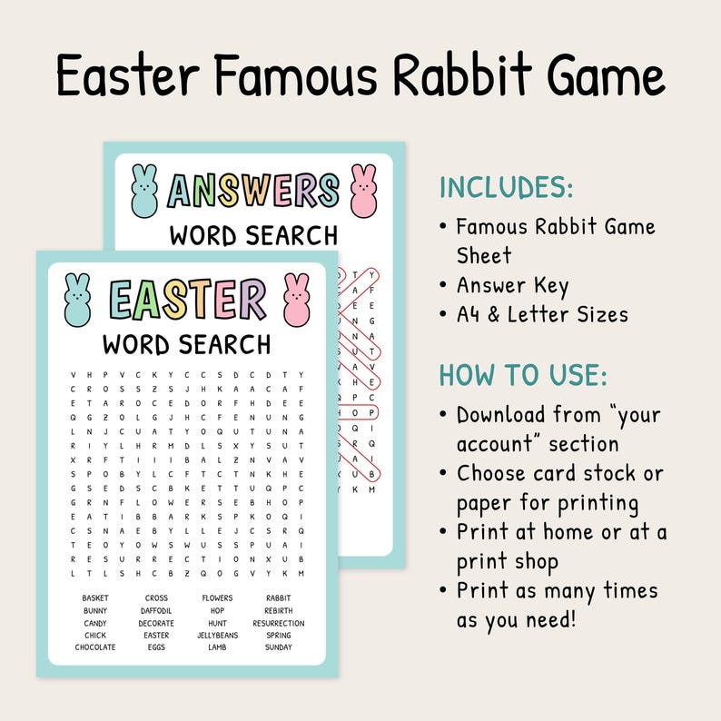 Easter Word Search Game | Printable Easter Game | Easter Word Game ...