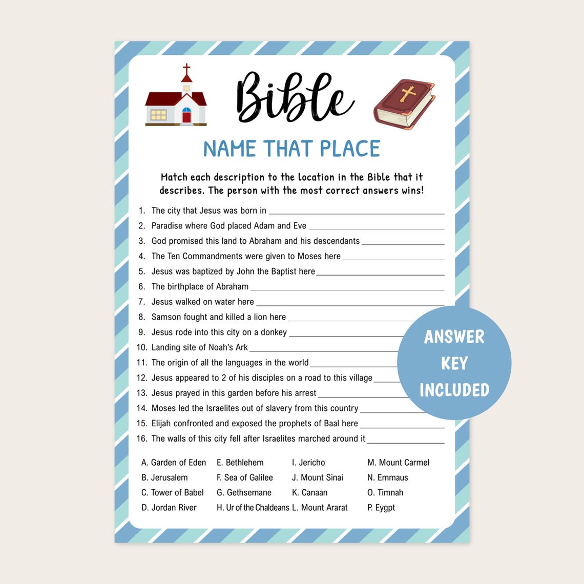 Bible Name That Place Game | Printable Bible Game | Bible Quiz | Bible ...