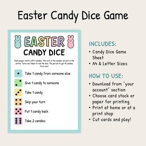 Easter Candy Dice Game | Easter Candy Game | Printable Easter Game ...
