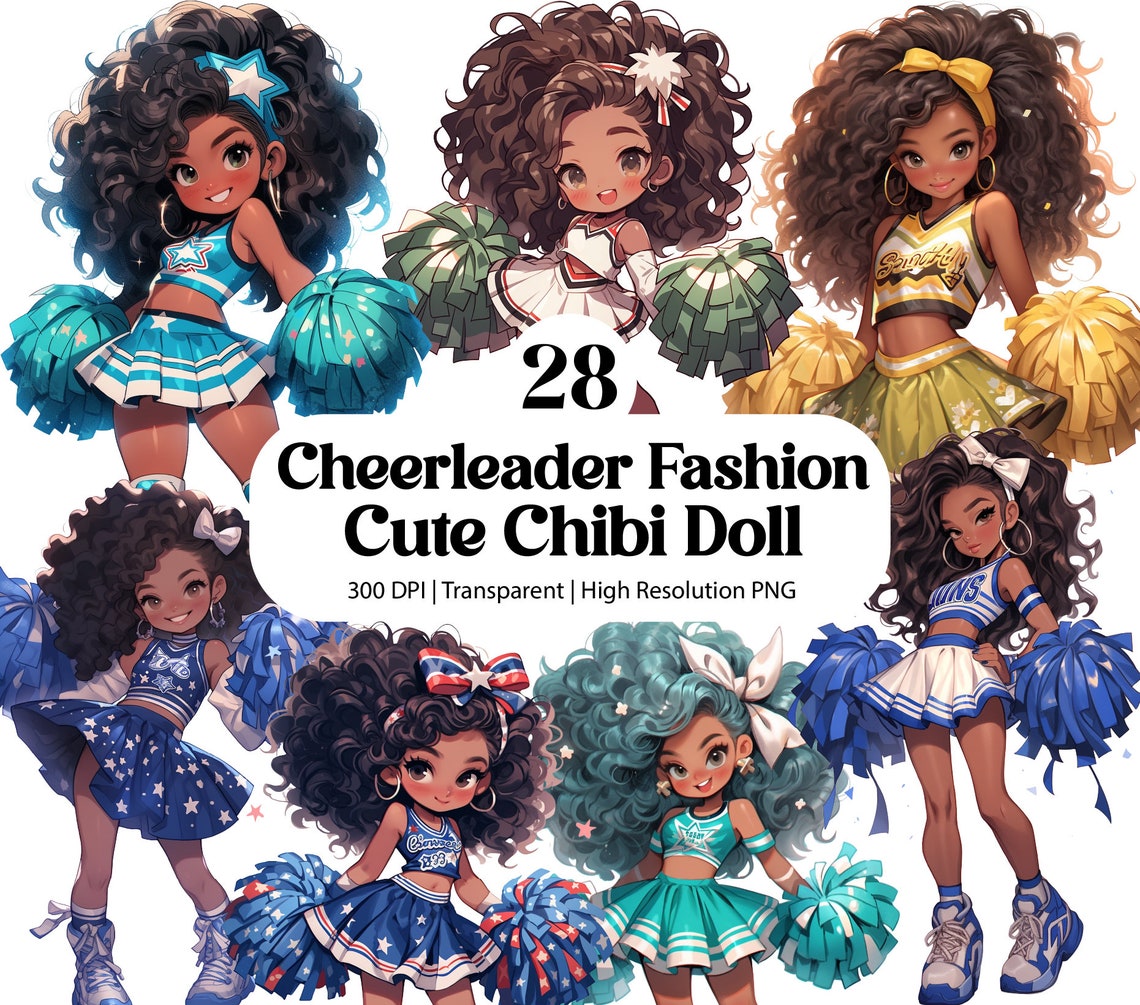 Cheerleader Fashion Cute Chibi Clipart, Yell Leaders Team Uniform PNG ...