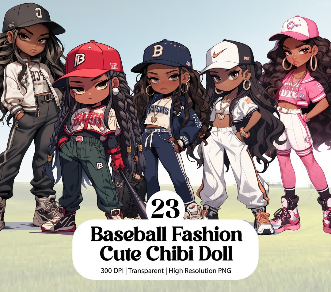 Baseball Fashion Cute Chibi Clipart, Sports Softball Player Uniform PNG ...