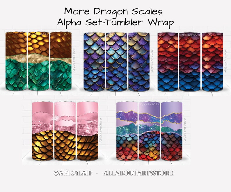 Dragon Scales Tumbler Wrap Matching Dragon Skin Doodle Letter Alphabet ...