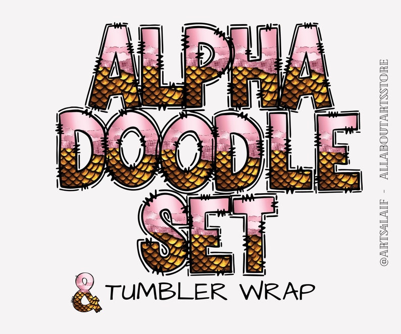 Dragon Scales Tumbler Wrap Matching Dragon Skin Doodle Letter Alphabet ...