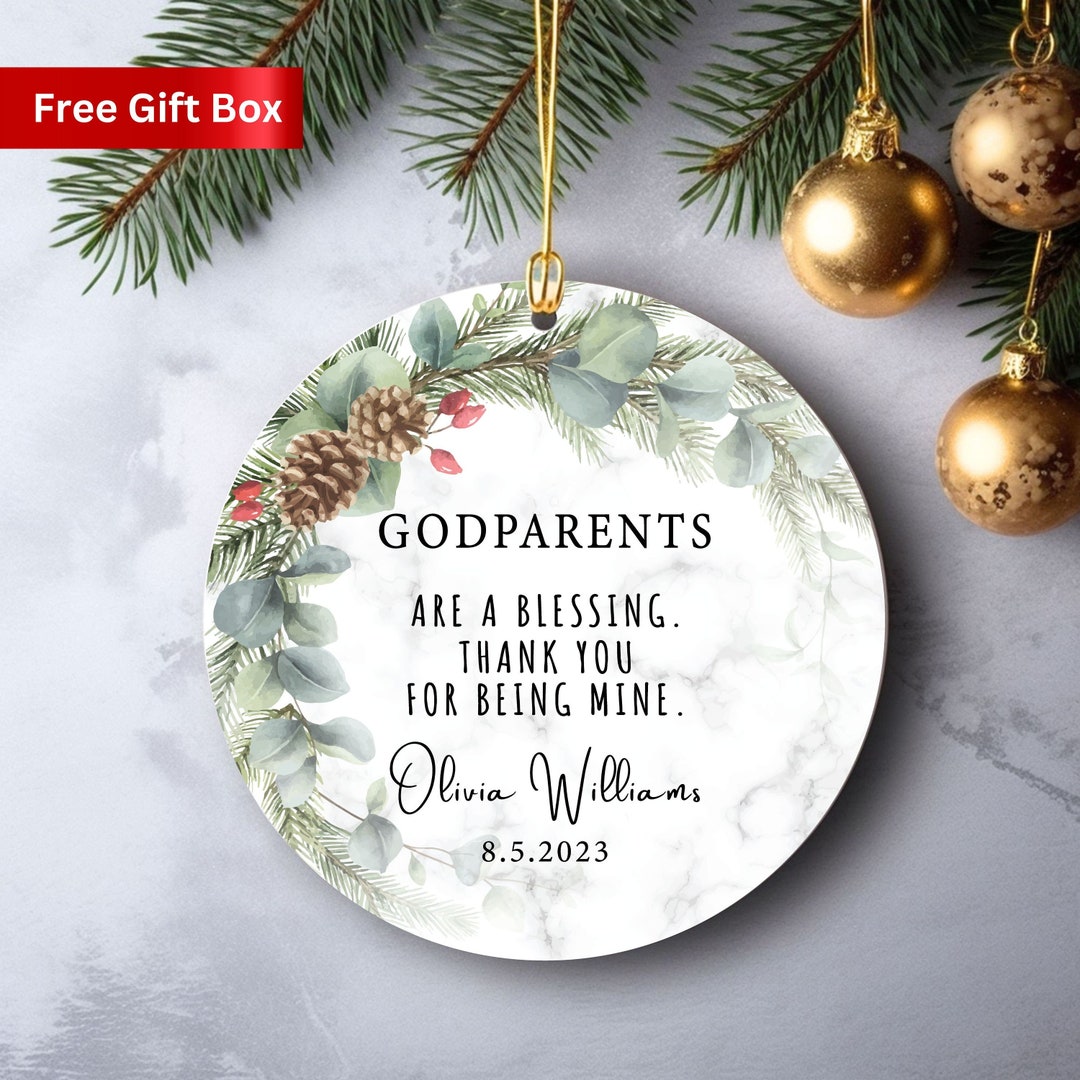 Godparents Ornament Gift, Personalized Godmother Gift, Godfather Thank ...