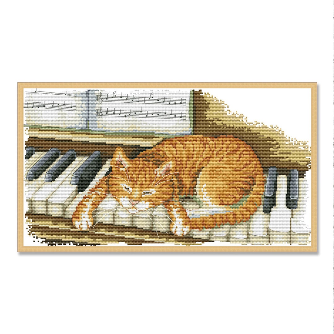 Musical Cat, Counted Cross Stitch Pattern, Animal, Cats, Hand Xstitch ...